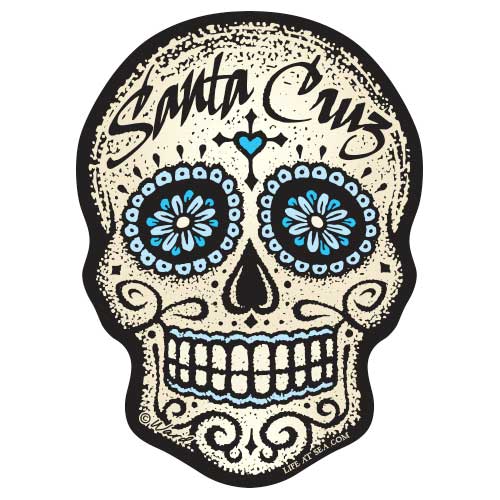 Santa Cruz Sugar Skull Pink Sticker - Life At Sea by Tim Ward – Life At ...