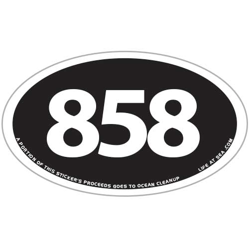 San Diego Area Code 858 Sticker - Life At Sea by Tim Ward – Life At Sea Co