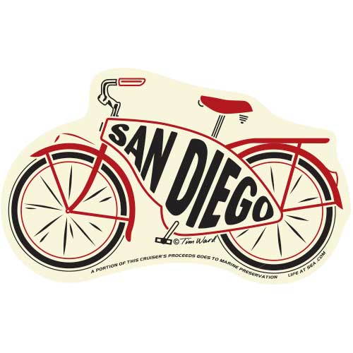 San Diego Beach Cruiser Bike Sticker - Life At Sea by Tim Ward – Life ...