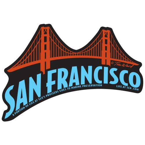 San Francisco Golden Gate Bridge Sticker - Life At Sea by Tim Ward ...